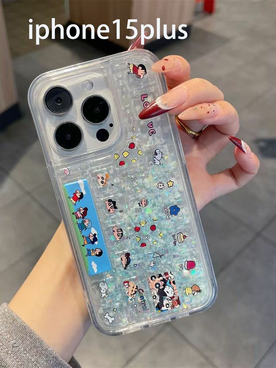 Чехол Soft Touch Liquid Sand, для iPhone 15, светящийся, защита от ударов, TPU+PC, голубой