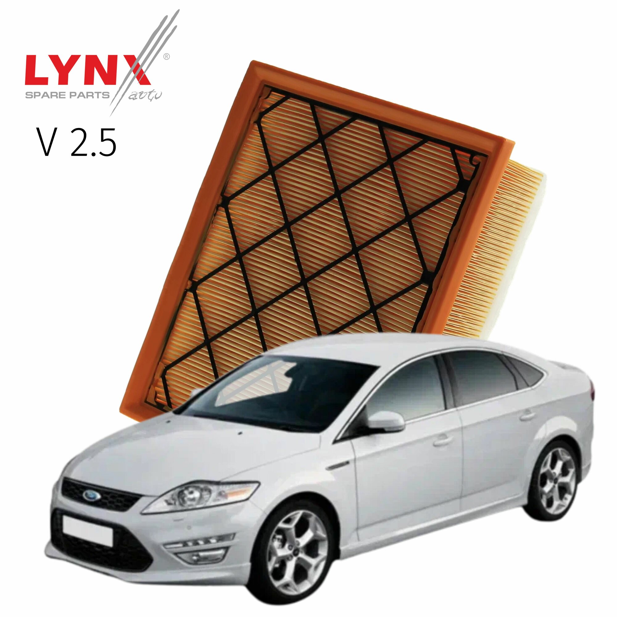 Фильтр воздушный Ford Mondeo (4) / Форд Мондео 2007 2008 2009 2010 V2.5 HUBA / 1шт LYNXauto