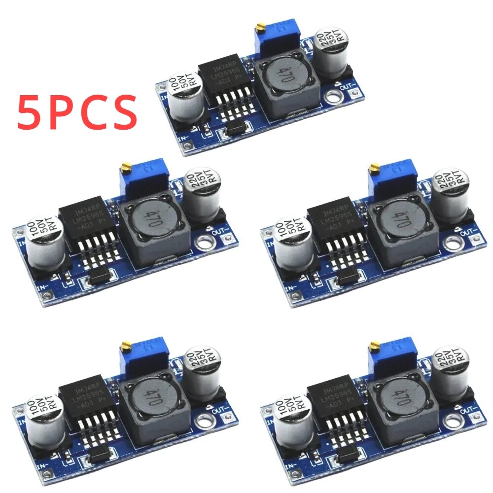 LM2596 понижающий модуль питания, 5PCS, темно-синий