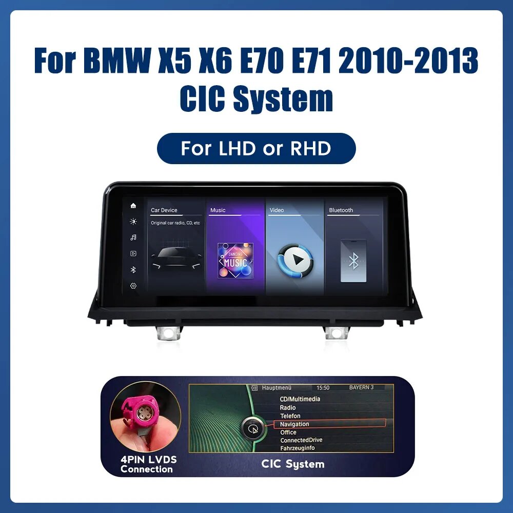 10,25-дюймовый автомобильный радиоприемник для BMW X5 X6 2007-2013, система CCC CIC, 2010-2013 CIC