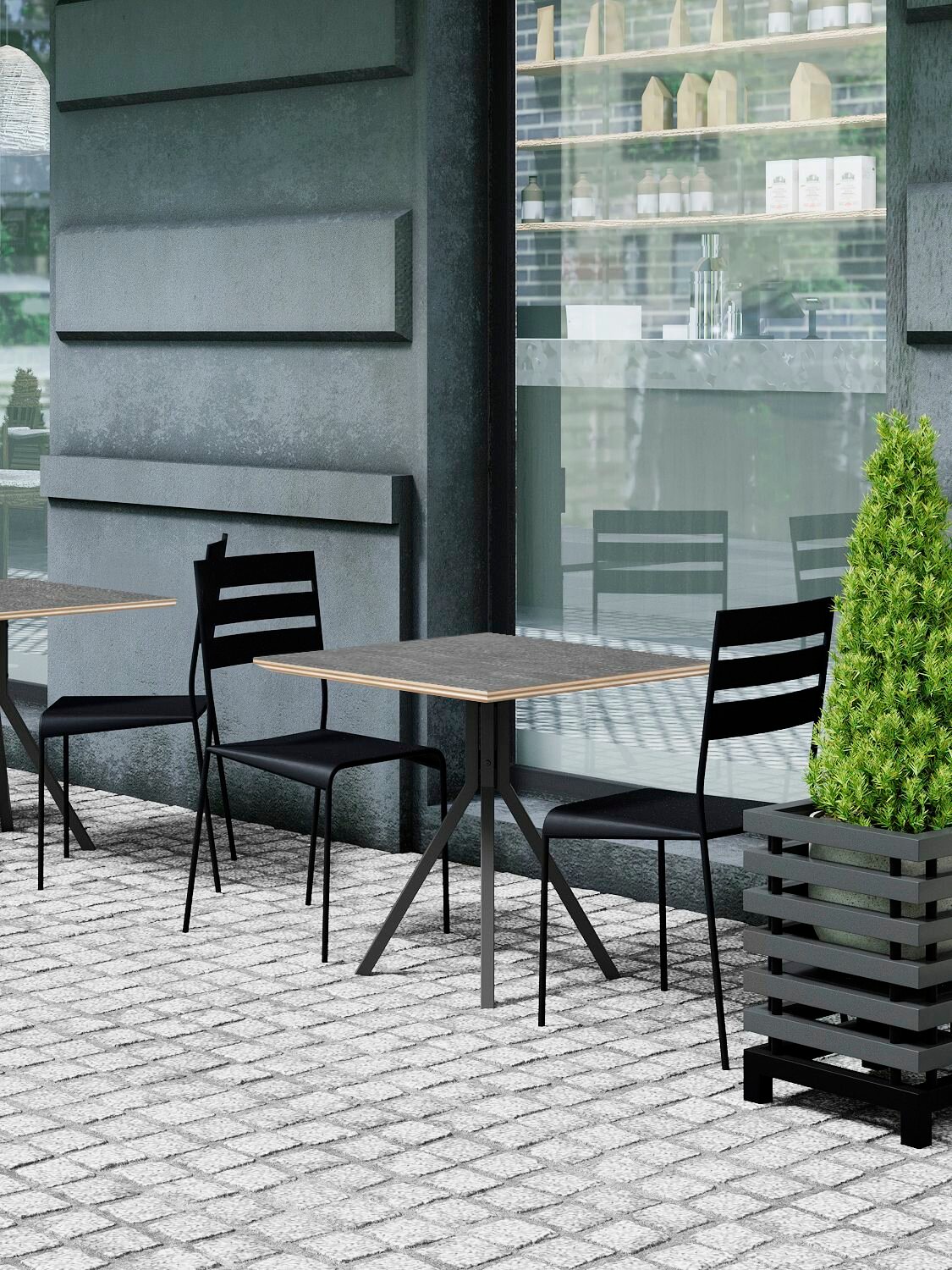 Стол Итальянец. Стол водостойкий, антивандальный для кафе, обеденный, 75х75 см, фанера+серый