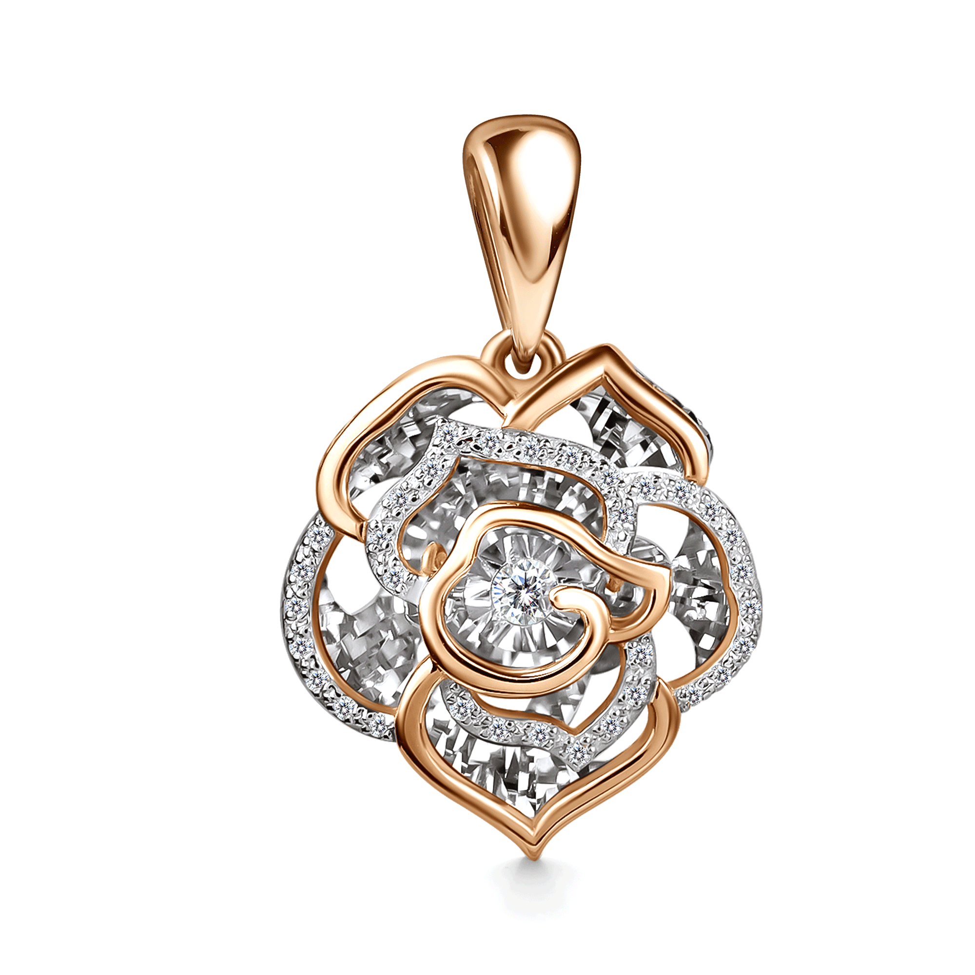 Подвеска, красное золото, 585 проба, бриллиант