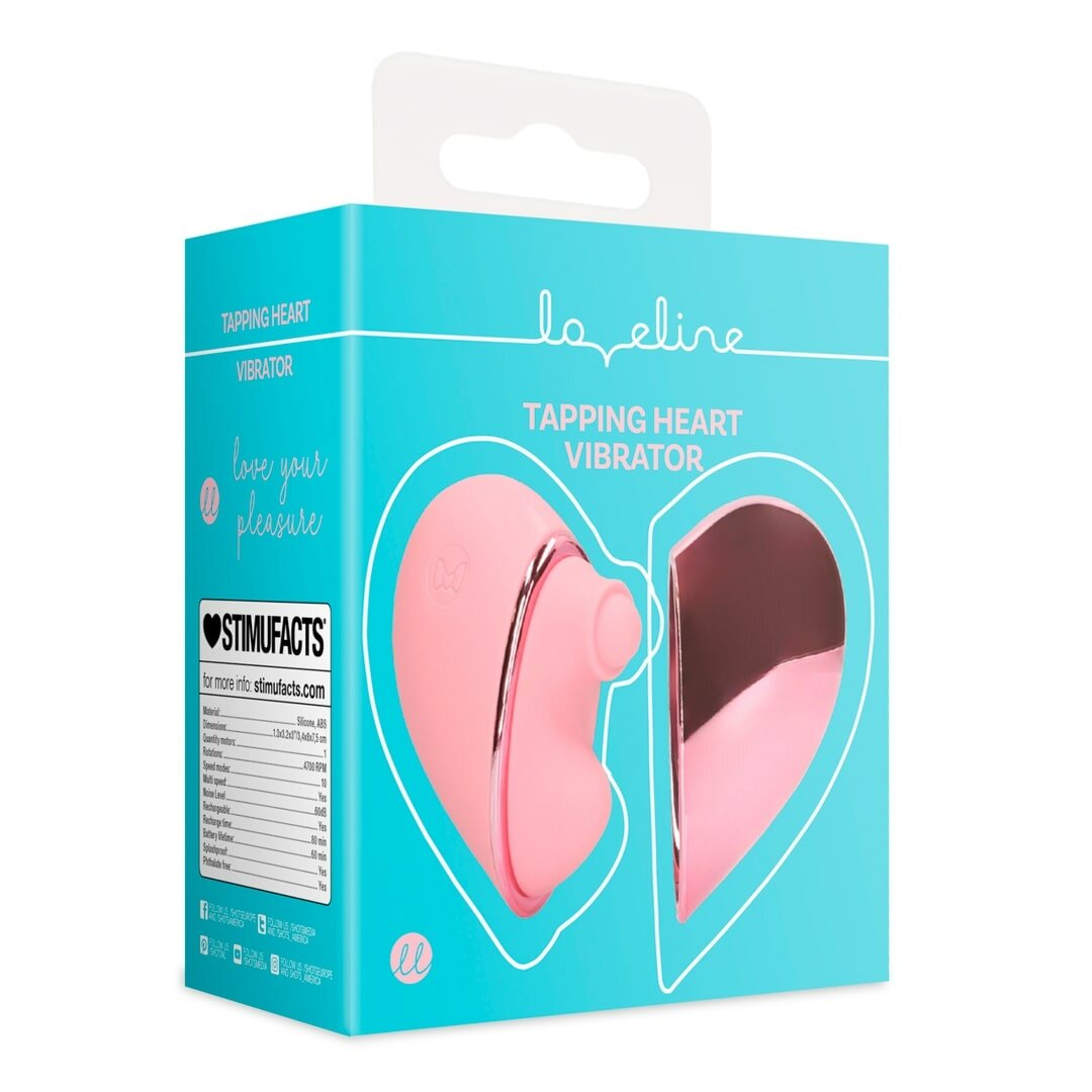 Вибратор-сердце Tapping Heart Vibrator с функцией постукивания и пульсации, розовый силикон