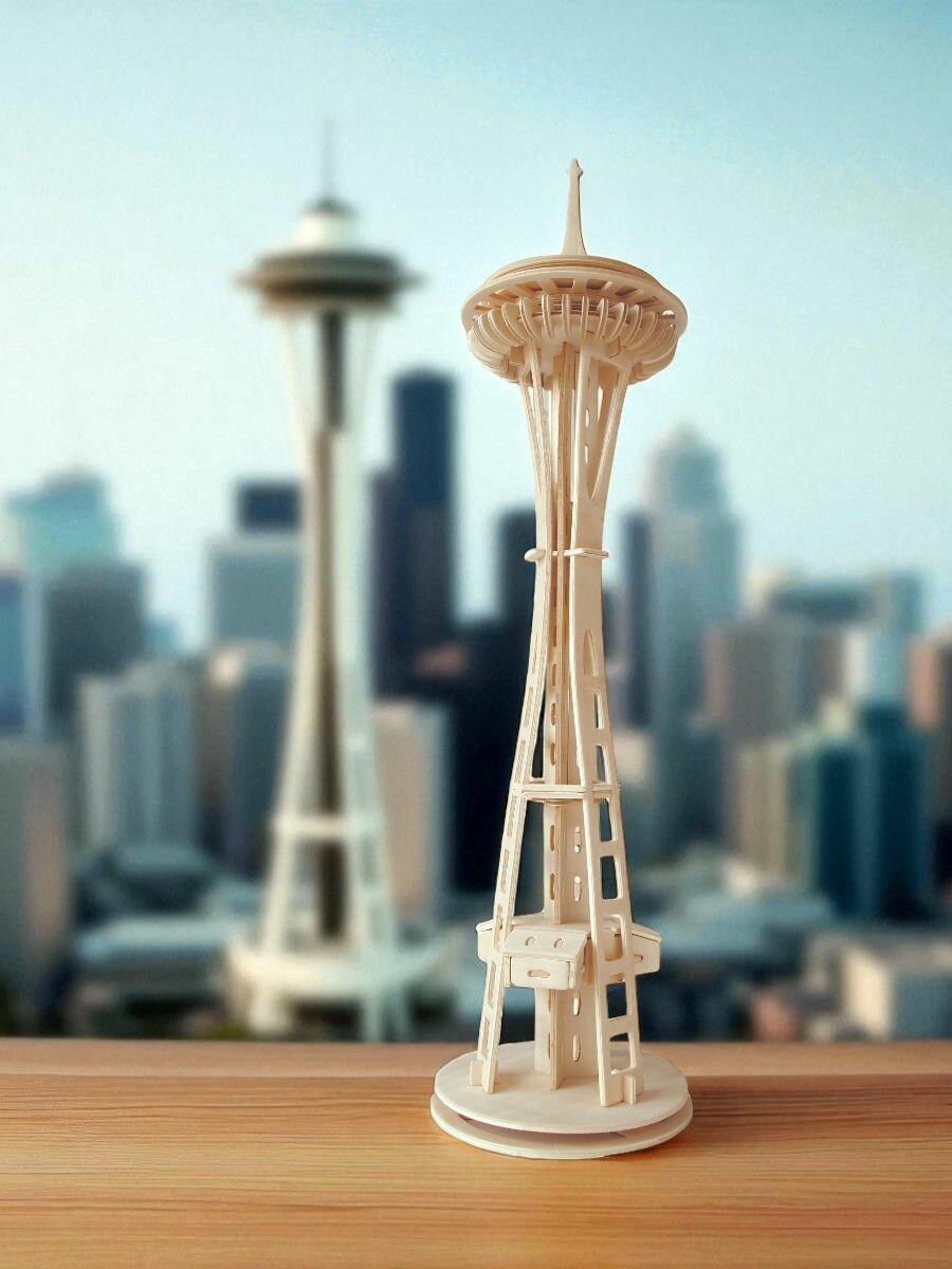 Деревянный конструктор Башня Спейс-Нидл, сборная модель, Чудо-дерево