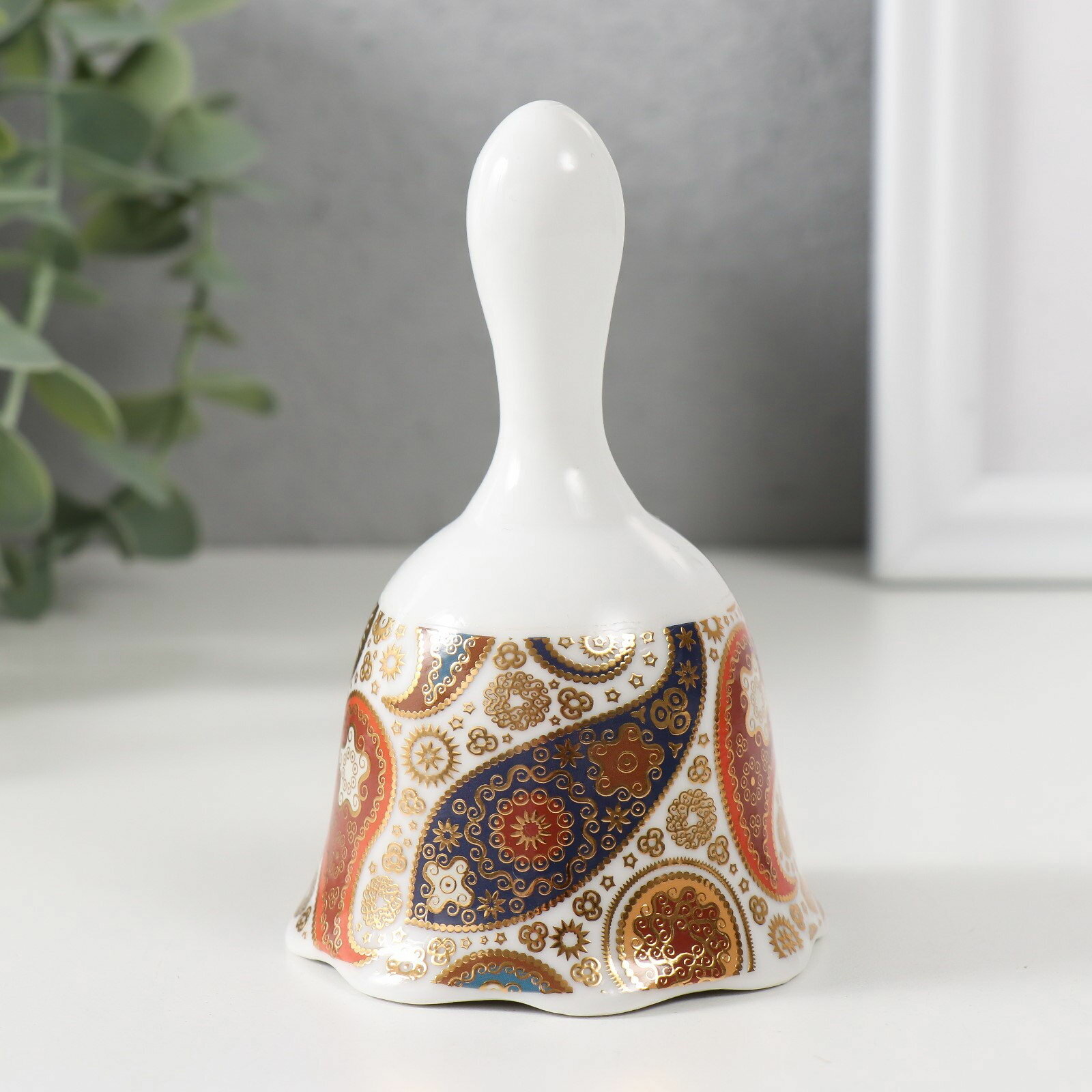 Колокольчик керамика "Узор пейсли", 6.5x6.5x10.5 см, тематика праздника: 8 марта