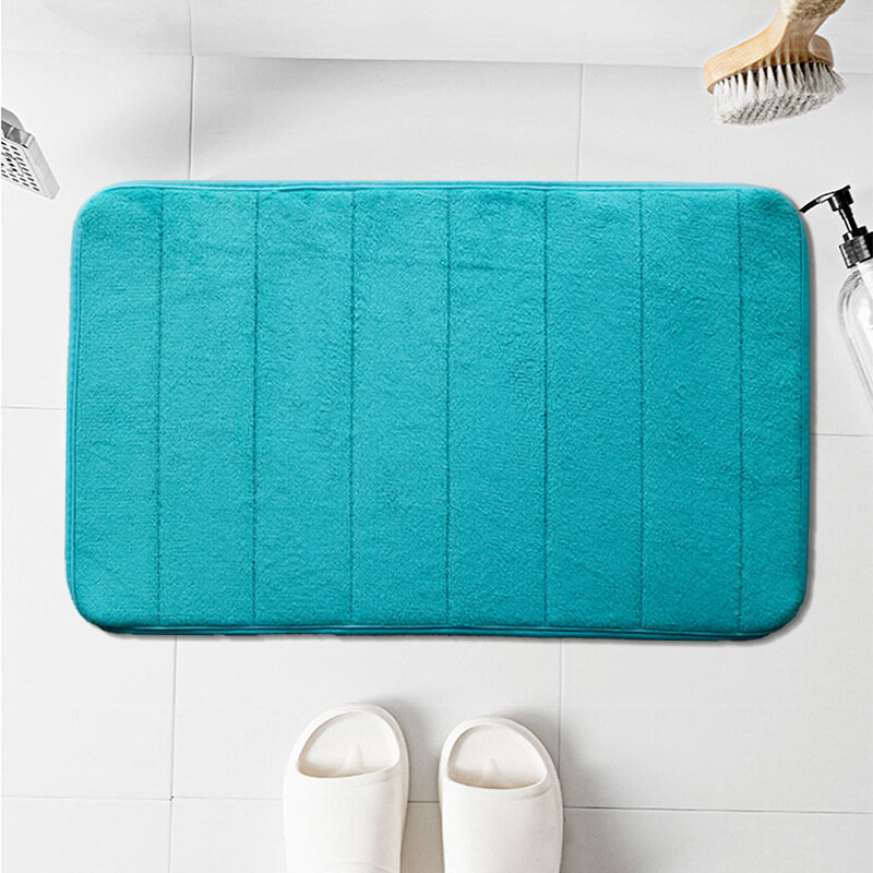 Коврик для пола домашний из кораллового винила сплошного цвета кухонный короткошерстный подстилка для ног простой ванной ванной впитывающий дверной коврик голубой 40*60см