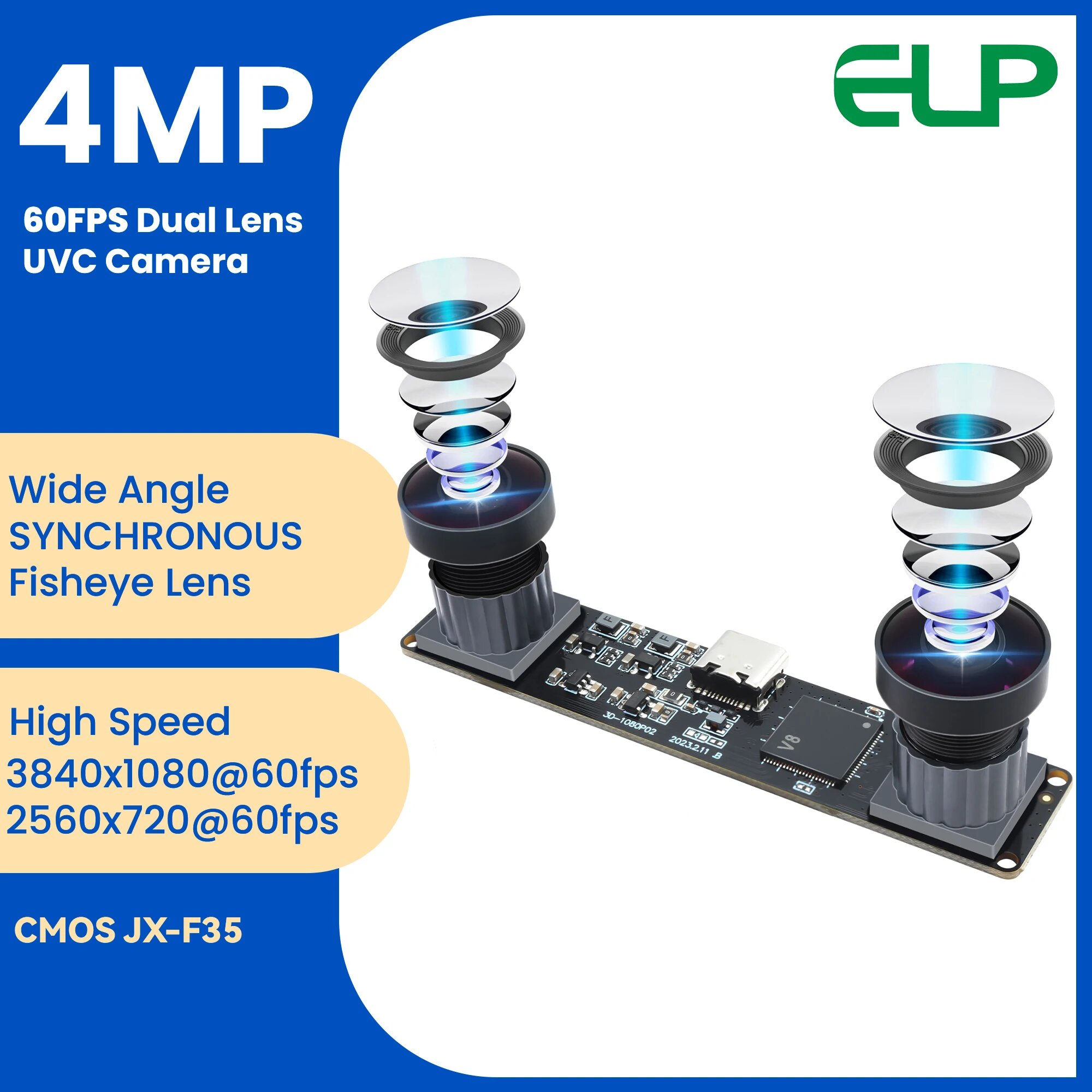 ELP 4MP 60fps Стерео USB-камера L36(FOV 86degree)