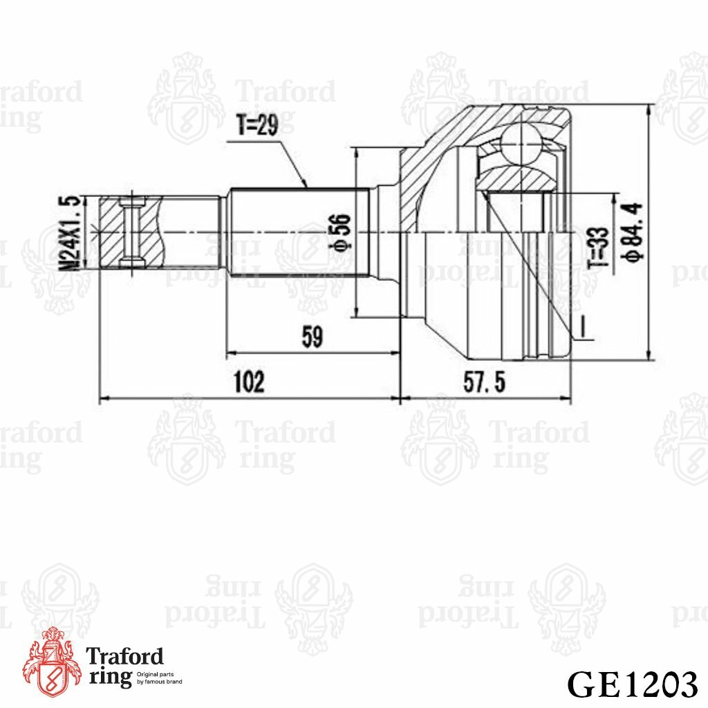 ШРУС наружный, для Ниссан Кашкай арт GE1203 Traford Ring