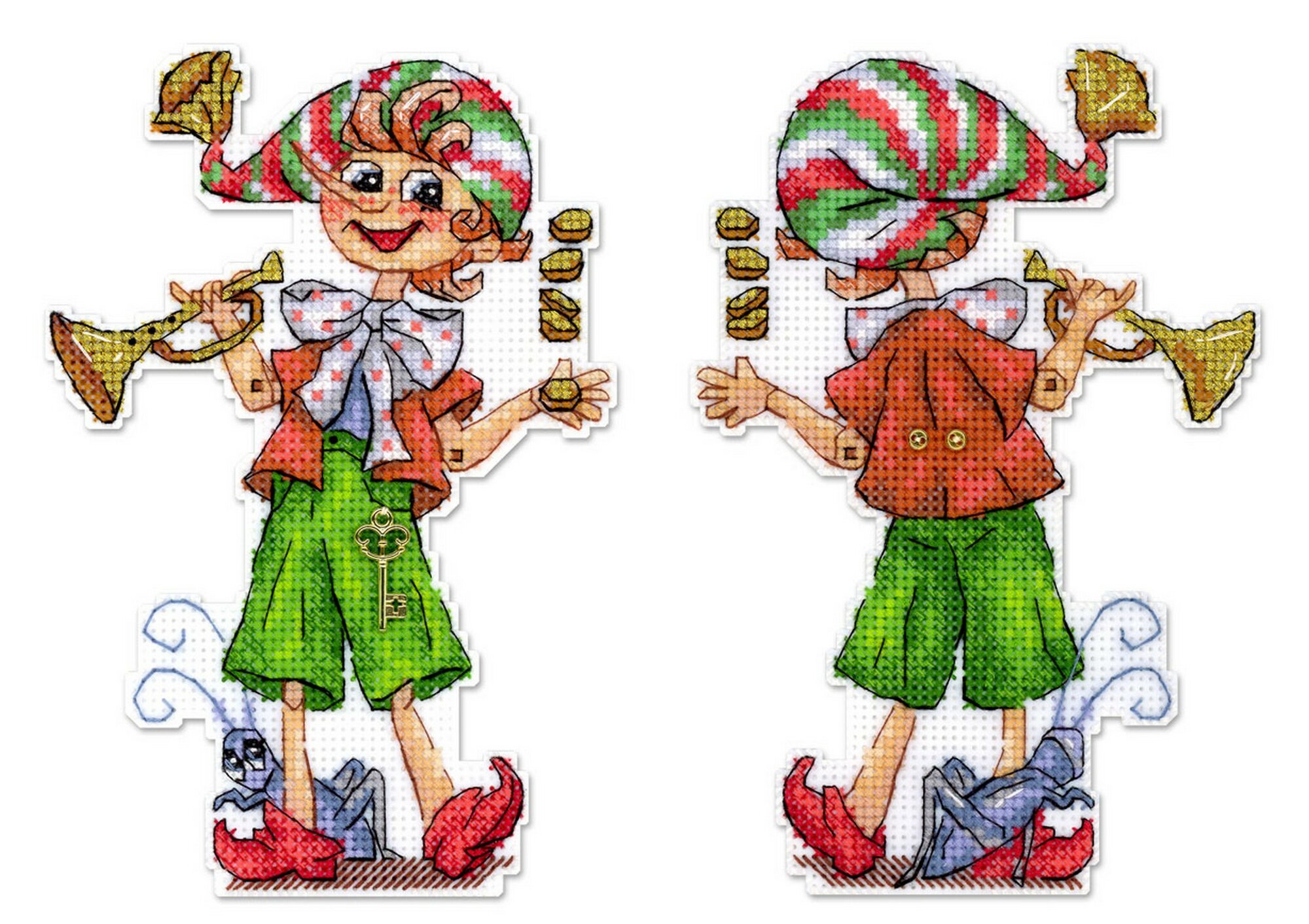 Вышивка Буратино 16x11 см.