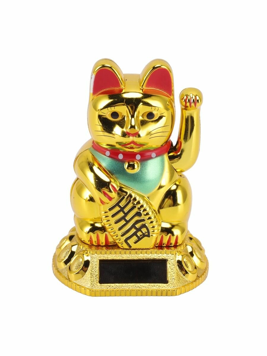 Золотое украшение Lucky Cat с машущей рукой, индукционная статуя солнечного света для дома, автомобильные украшения, китайская статуэтка удачи
