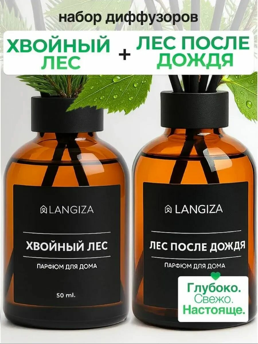 Набор диффузоров ароматических LANGIZA для дома с палочками 2 шт