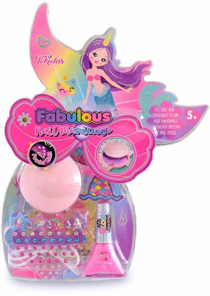 Набор детской косметики Tokidas лак для ногтей, лампа для сушки, аксессуары