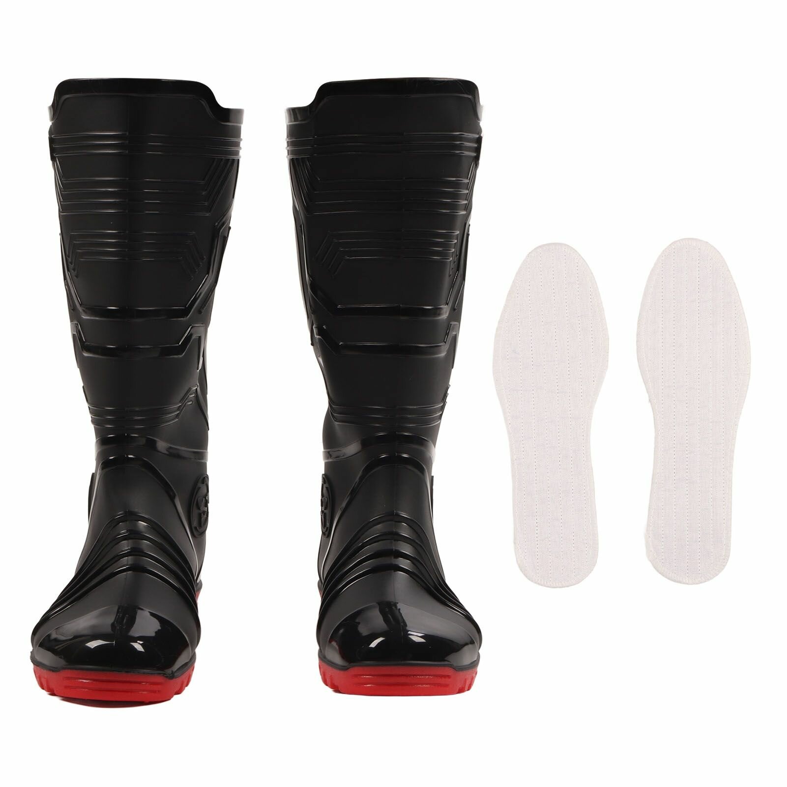 Мужские ботинки, водонепроницаемые, черные с красным, размер 41