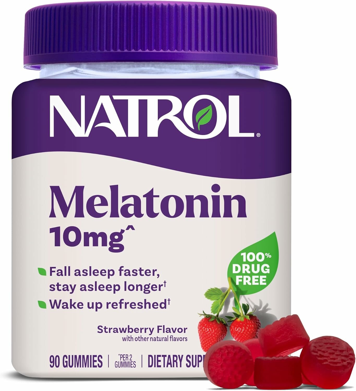 Жевательные мармеладки Natrol Melatonin, для сна, клубника, 10мг, 90 шт