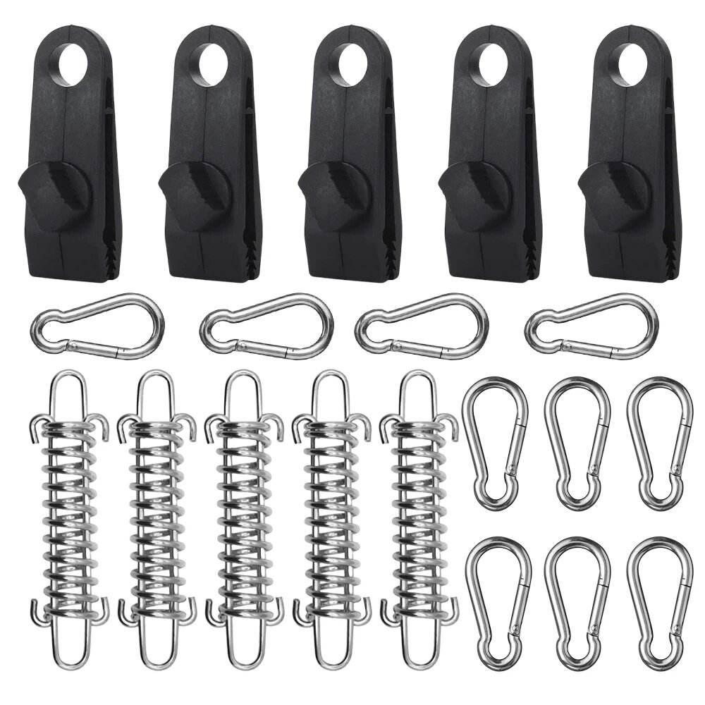 Набор Из 20 Аксессуаров Для Палаток: Железные Зажимы-фиксаторы, Ветрозащитные Крепления Для Веревок