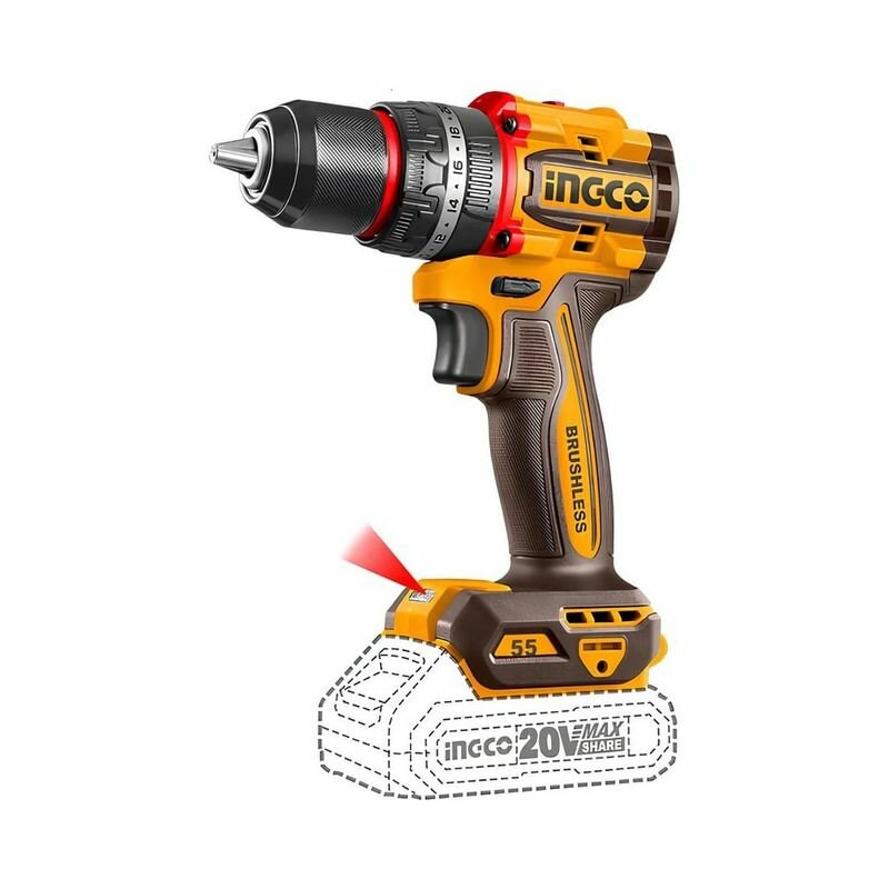 Шуруповерт бесщеточный ударный Ingco CIDLI20558 20В 2х2 Ач