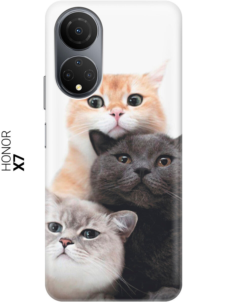 Силиконовый чехол на Honor X7 с принтом "Котики"