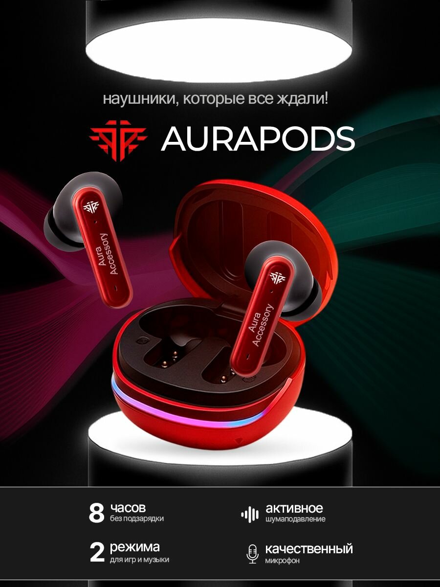 Наушники беспроводные AuraPods для телефона игровые с микрофоном блютуз для андроид и айфона с шумоподавлением