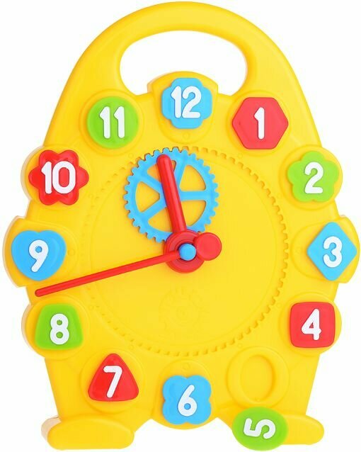 Развивающая игрушка-сортер "Часы", 12 деталей, размер 27х33 см, учим цифры, цвета и фигуры, изучаем время, обучающая дидактическая игра для детей от 3 лет