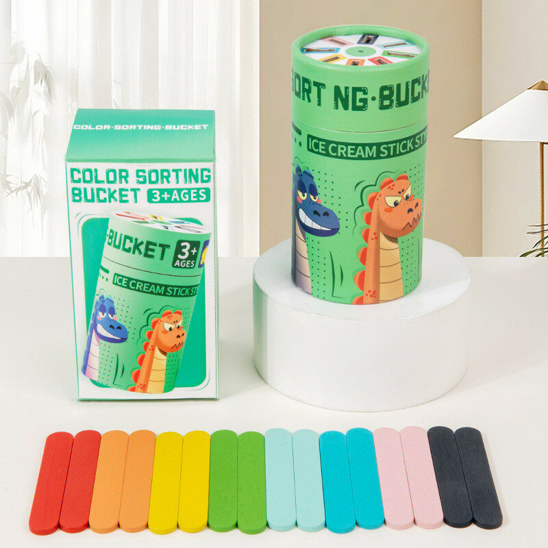 Игрушка для определения цвета дерево монтессори для детей дошкольного возраста зеленый