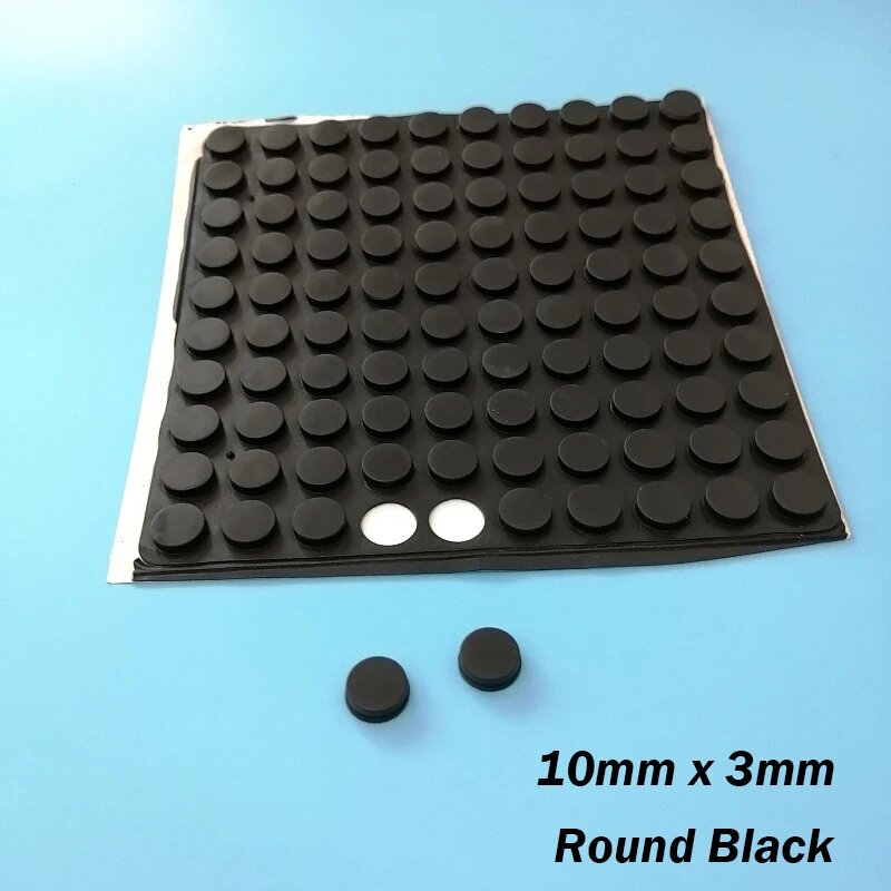 100 шт. самоклеящиеся круглые силиконовые резиновые бамперы, мягкие прозрачные черные противоскользящие амортизаторы, подушечки для ног, демпфер 10 мм Черный, Black 10mmx3mm