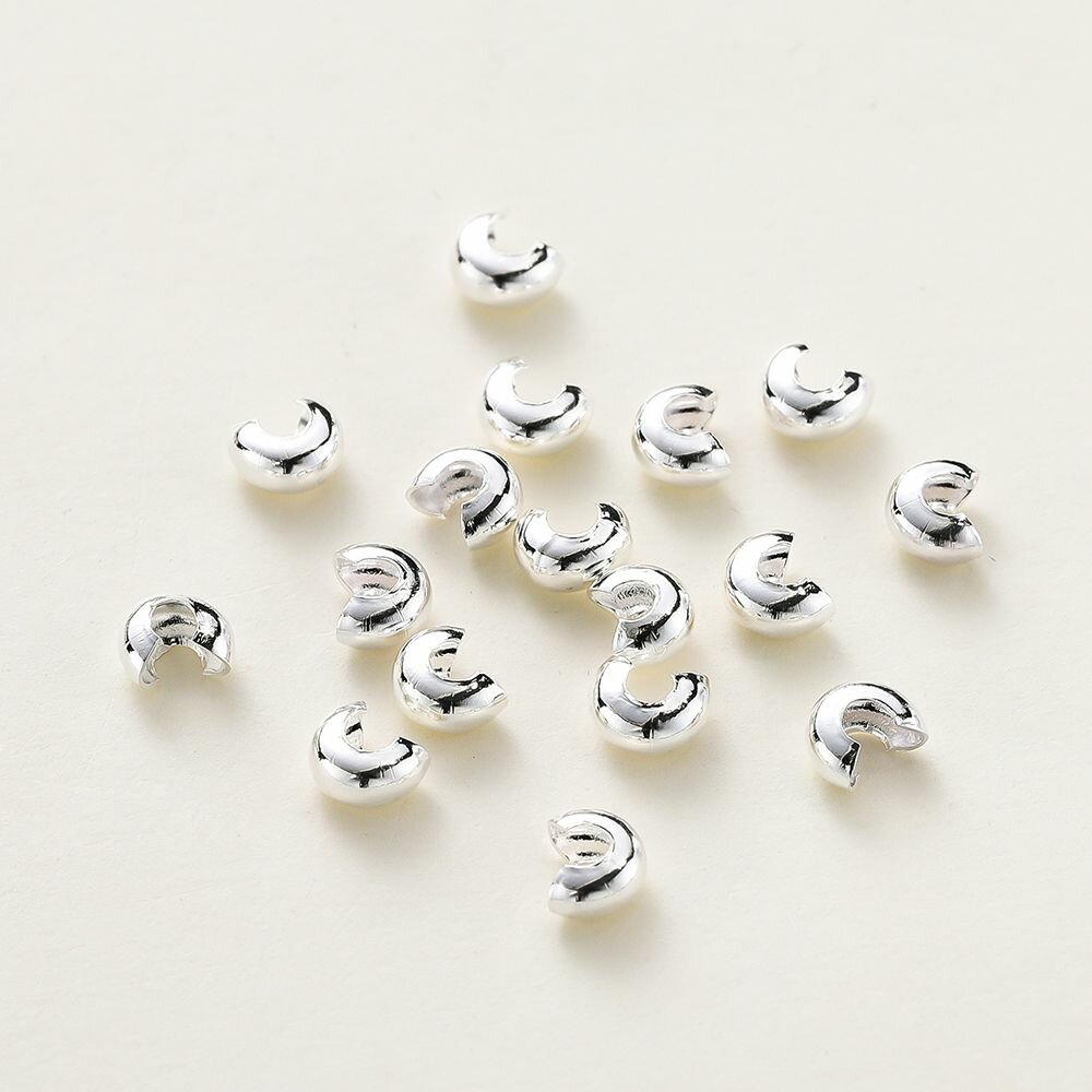 Зажимные бусины для бижутерии, нержавеющие кримпы 50 шт для маскировки узлов и защиты соединений, фурнитура для изготовления бус, браслетов и колье
