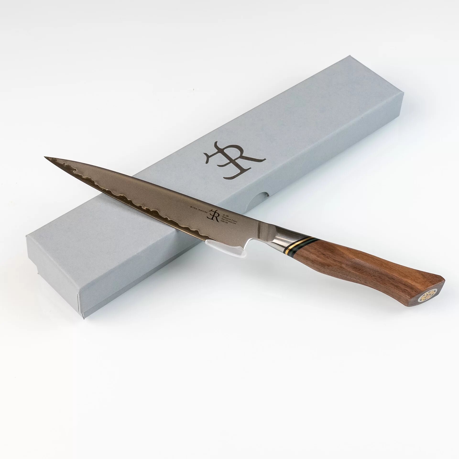 Японский нож Ryda Knives A-30, универсальный, деревянная рукоятка, сталь, 12,7 см, 0903