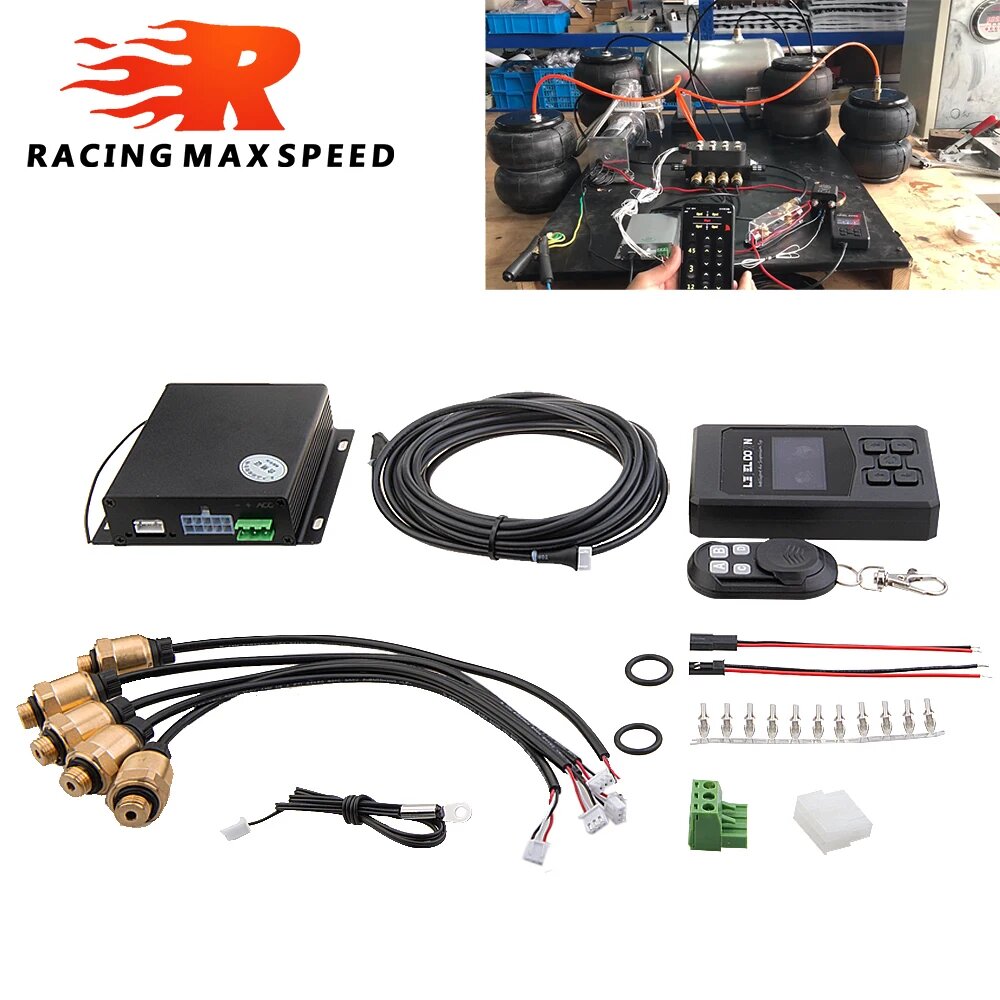 Автомобильная система управления пневматической подвеской LD4S с датчиком давления. Поддержка Bluetooth-совместимого пульта дистанционного управления и проводное управление.