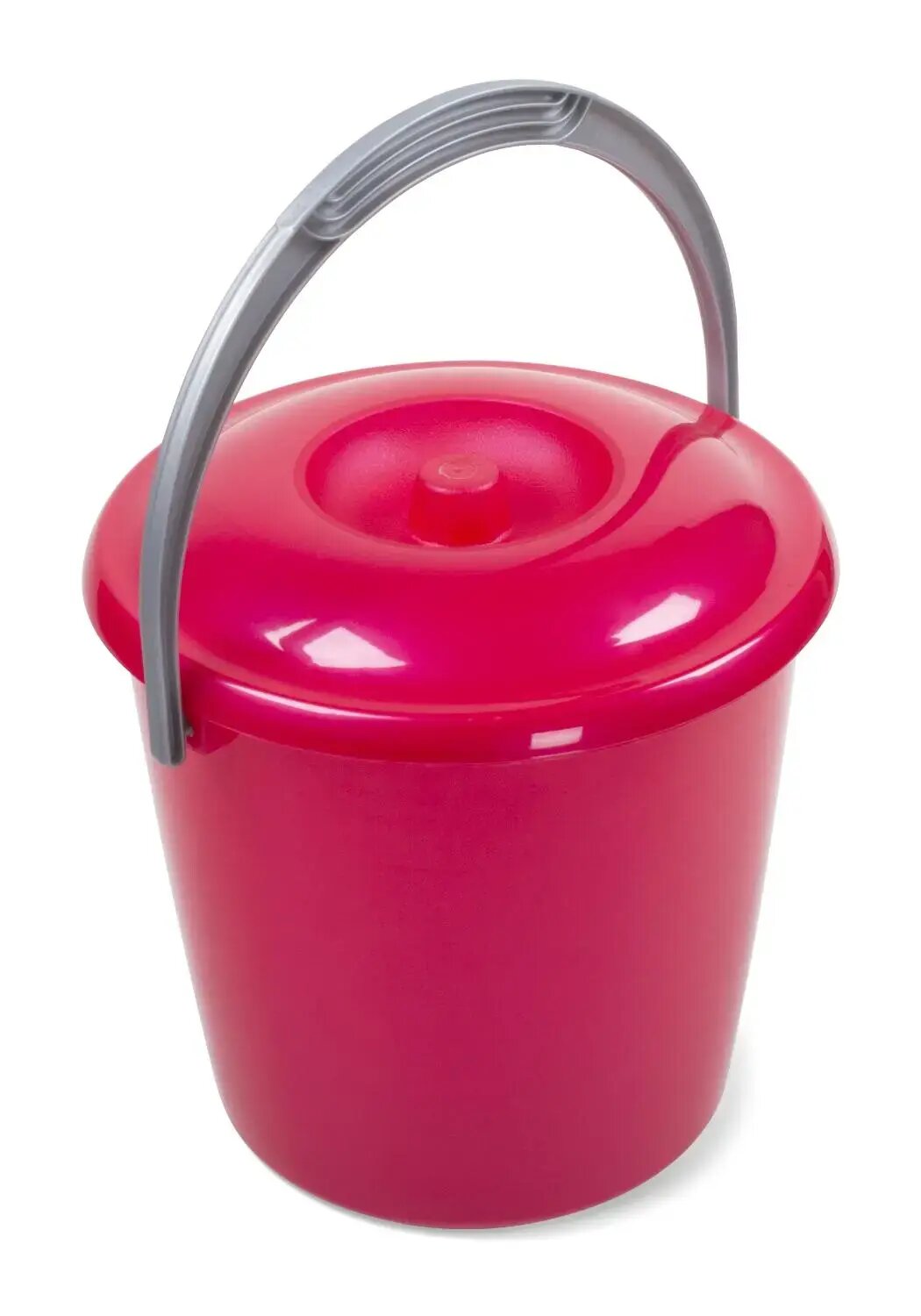 Ведро с крышкой 'Соло' 7л, перламутрово-красное, пластик, для хранения и уборки