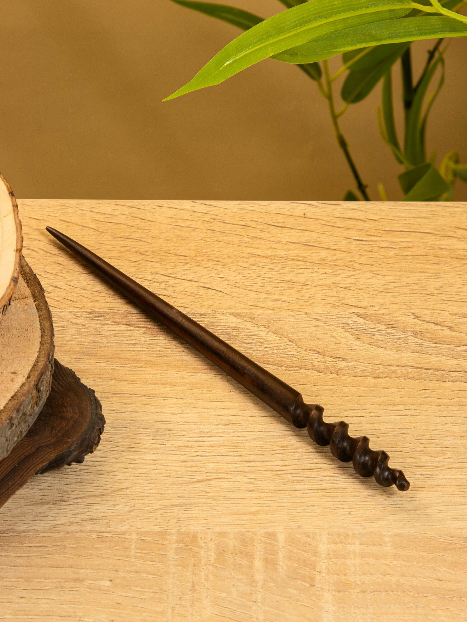 Шпилька для волос, 20 см, дерево Соно, тёмно-коричневая, цвет: коричневый