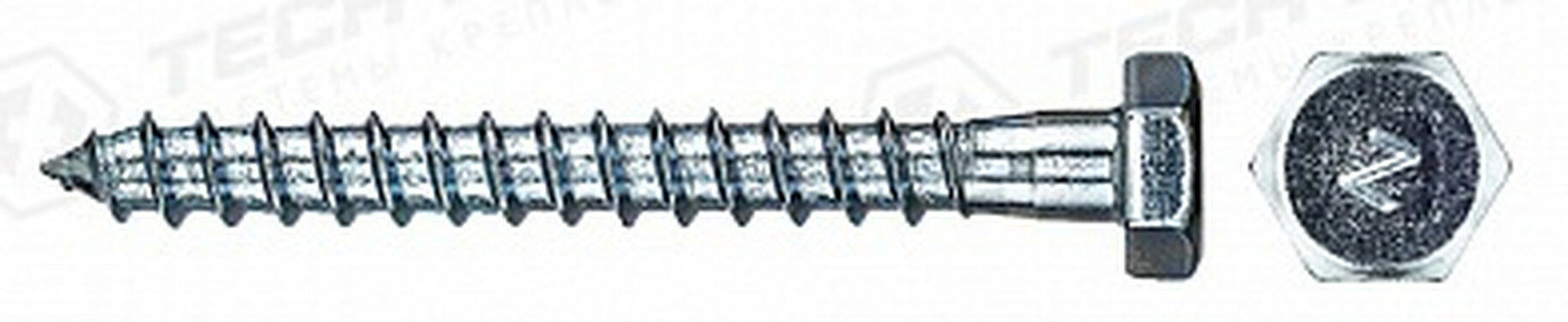 Болт Tech-Krep 8х70мм DIN 571 сантехнический оцинкованный, 20 шт