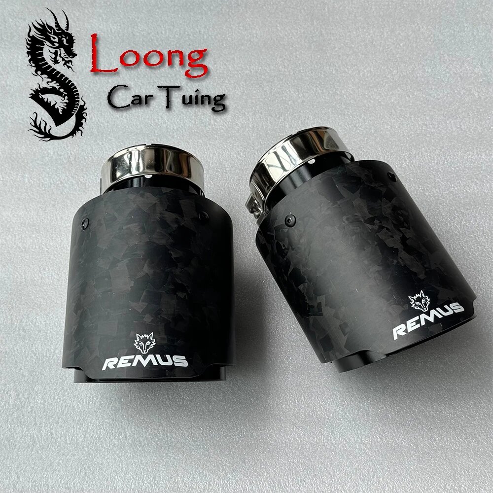1 шт. Remus одиночные насадки на выхлопную трубу автомобиля, черная труба из нержавеющей стали, матовый кованый глушитель из углеродного волокна, универсальная выхлопная труба, ID 51MM-OD 101MM