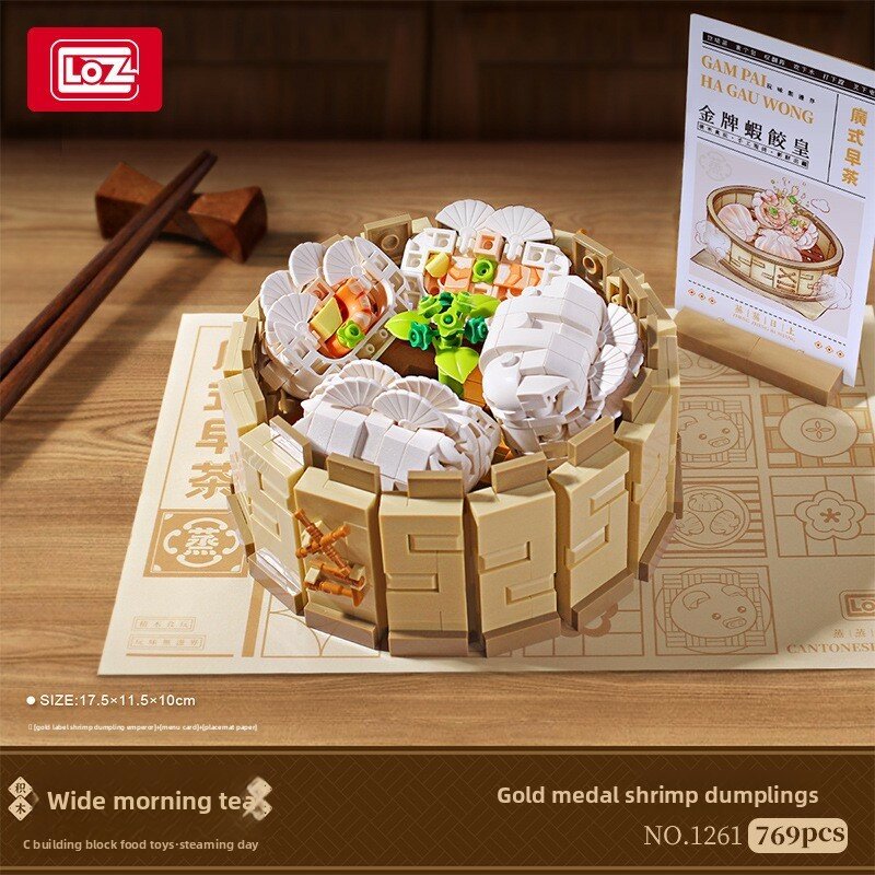Roasted wheat shrimp dumplings steamed bun food assembling building blocks for creative food art