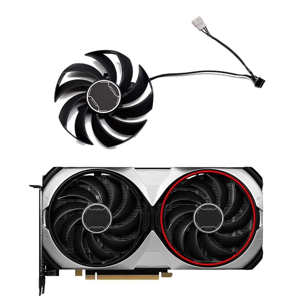 Вентилятор для видеокарты ZSUXTC PLD10010S12HH 95 мм для MSI RTX 4070 B-Fan