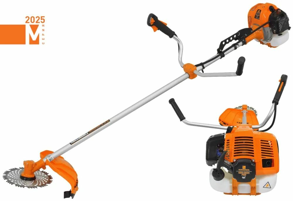 Триммер Carver GBC-520M PRO (1,5кВт/2л. с, руль, головкаМ10х1.25L+нож48/255х25.4, легк. старт, ранец) 8кг