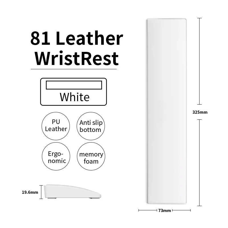 AJAZZ Подставка для рук из искусственной кожи Wrist Pad 81key , белое
