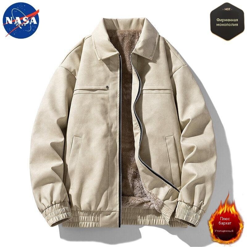 Куртка-бомбер в американском стиле в стиле ретро, осень-зима, плюс бархатная утепленная повседневная куртка, для пар мужчин и женщин, дизайн с несколькими карманами на лацканах, свободная версия
