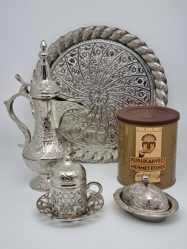 Набор ВИП поднос, кувшин, кофейная пара, лукумница из замака и кофе 250гр