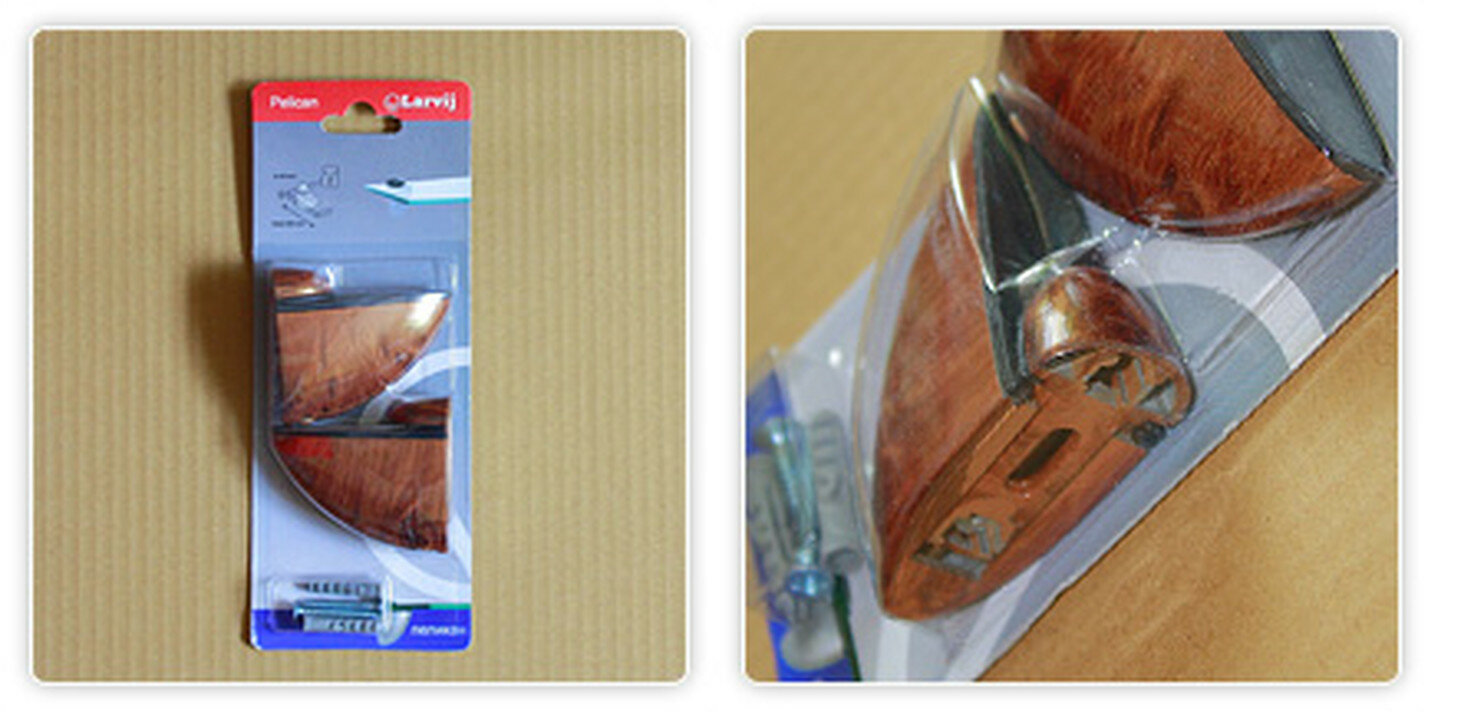 Кронштейн ларвидж пеликан L3208NU средний, 70x25x62, орех, для полок 4-16мм, макс. нагр. 8кг