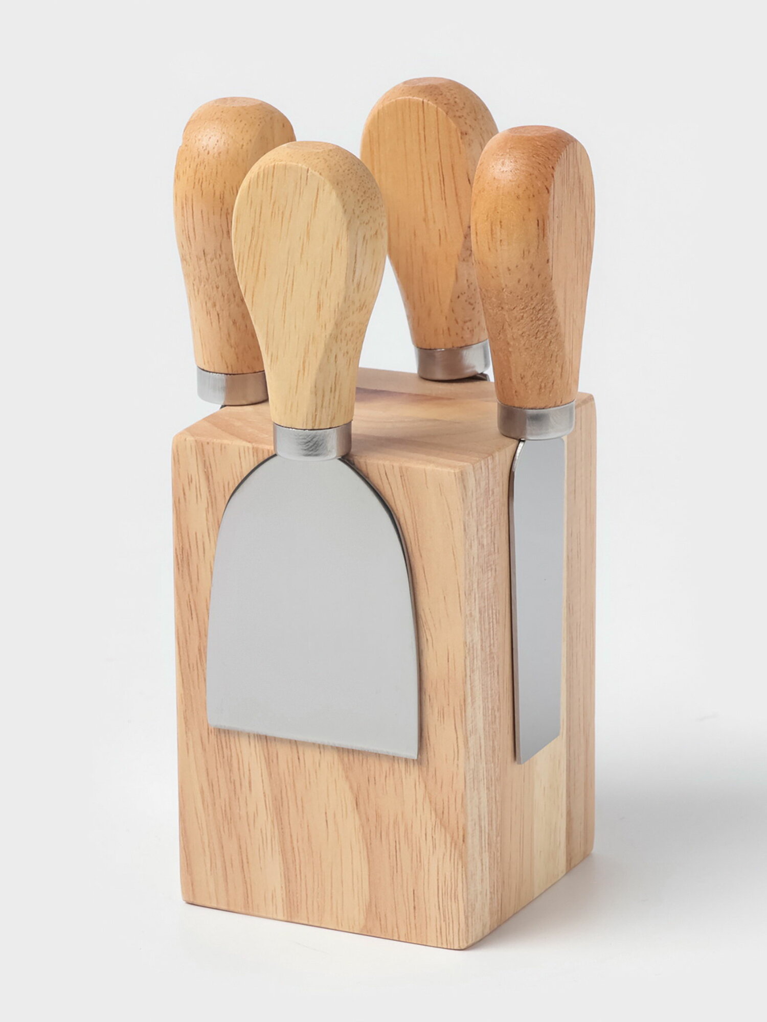 Набор ножей для подачи сыра, 4 шт, на магнитной подставке, 8.5x8.5x16.5 см, бежевый