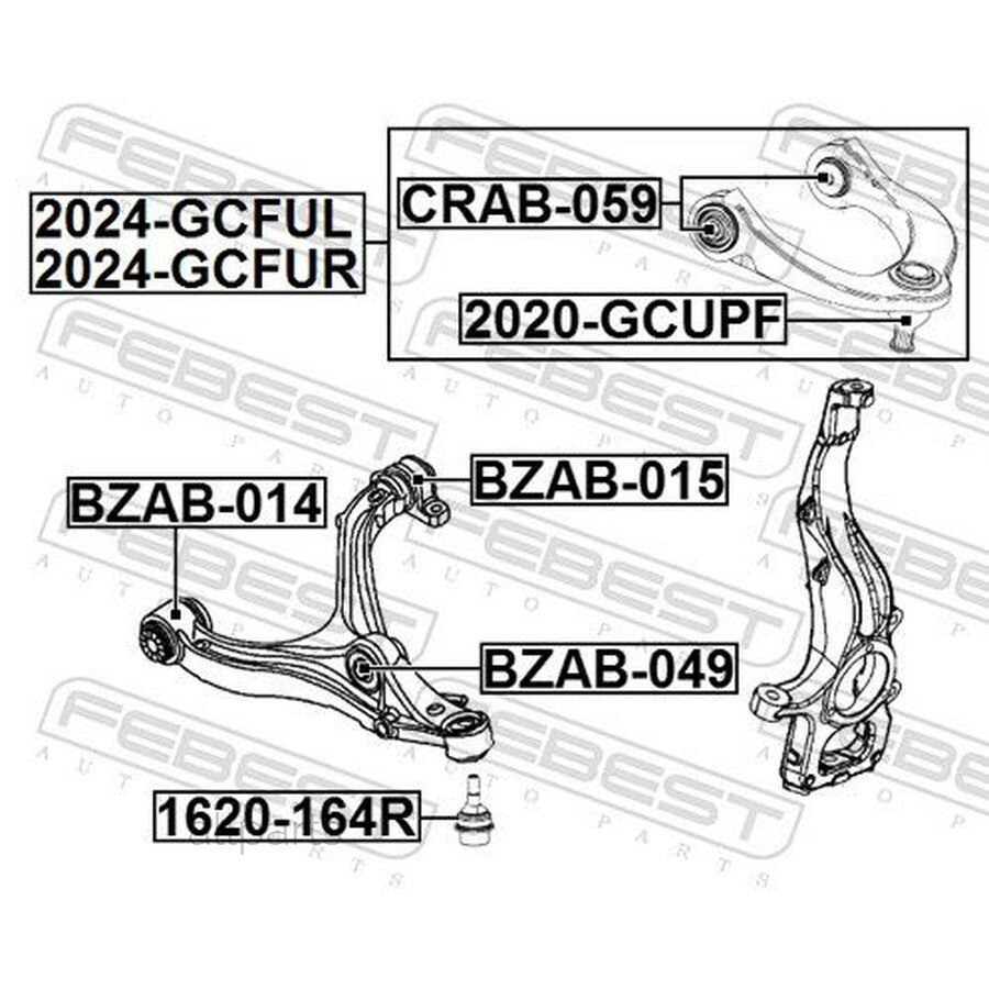 FEBEST 2024-GCFUR Рычаг JEEP GRAND CHEROKEE IV 14- пер. подв. верх. прав.