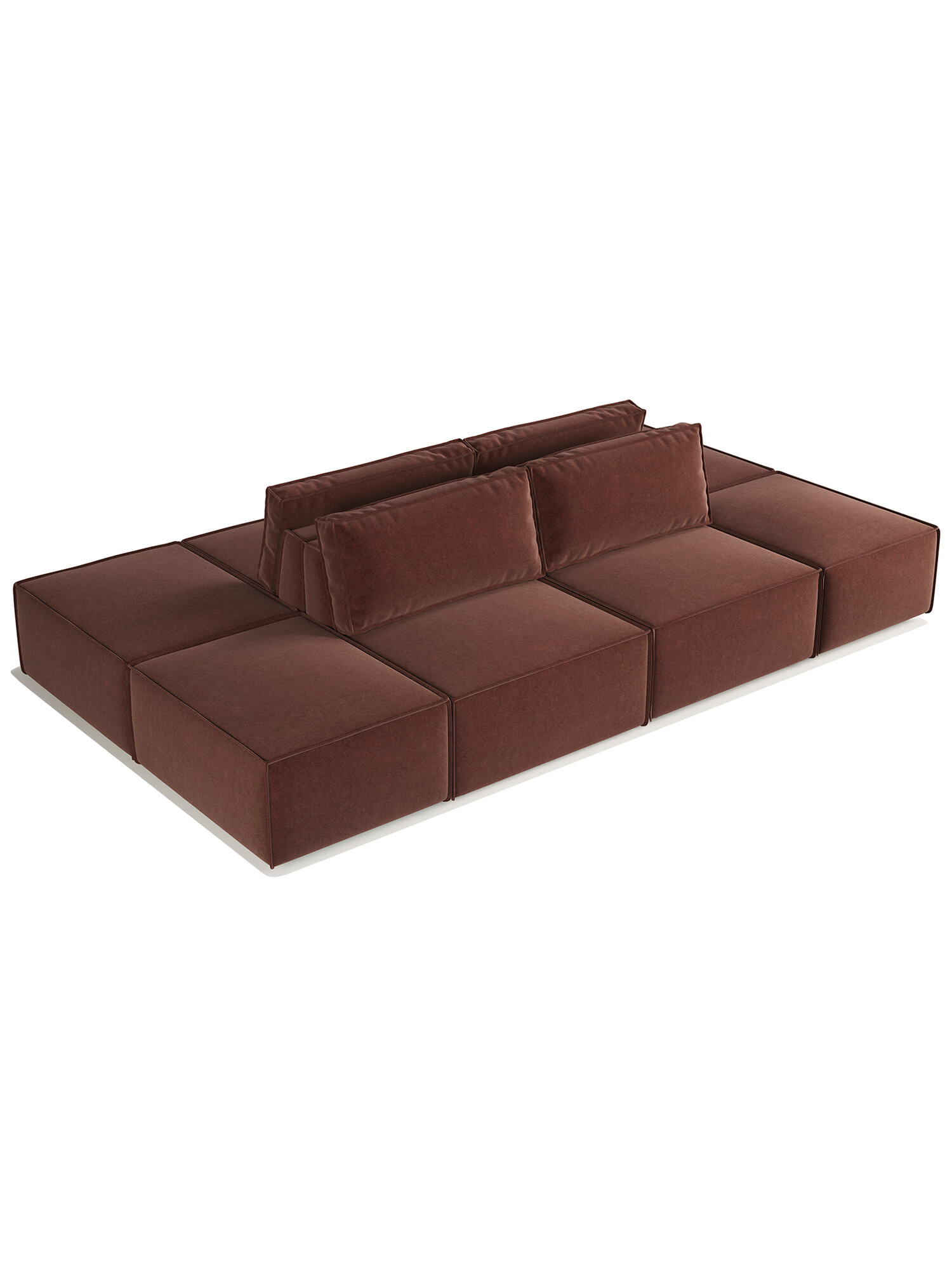 Диван модульный Гамма, независимый пружинный блок, 340х190х70 см, велюр Дрим шоколад