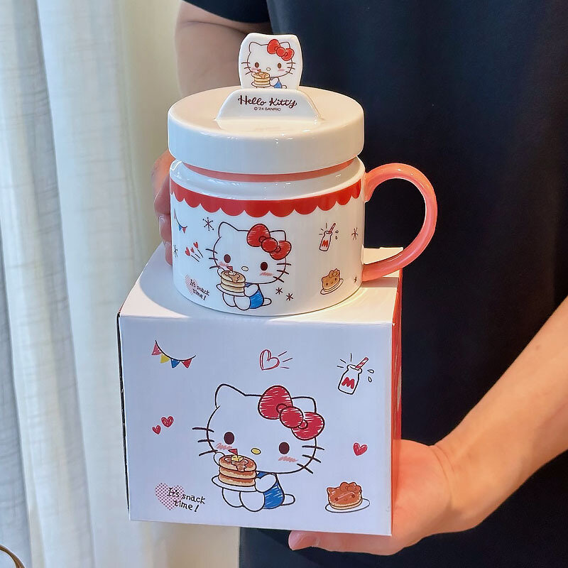 Кружка Sanrio с персонажами и подставкой для телефона на крышке, 400 мл, 4 цвета. Мояэкономка