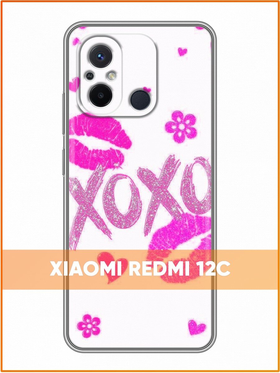 Чехол для Xiaomi RedMi 12C с принтом XOXO в стиле Y2k (Сяоми Редми 12С)