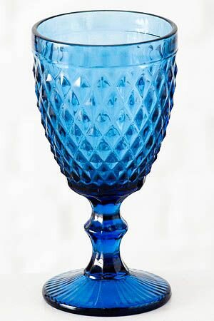 Стеклянный бокал благородный кубок в ромбик, синий, 17 см, Boltze 1014112-2