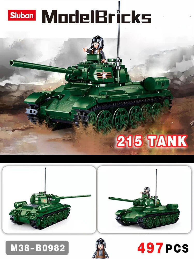 Конструктор Sluban 215 Tank M38-B0982, 497 деталей