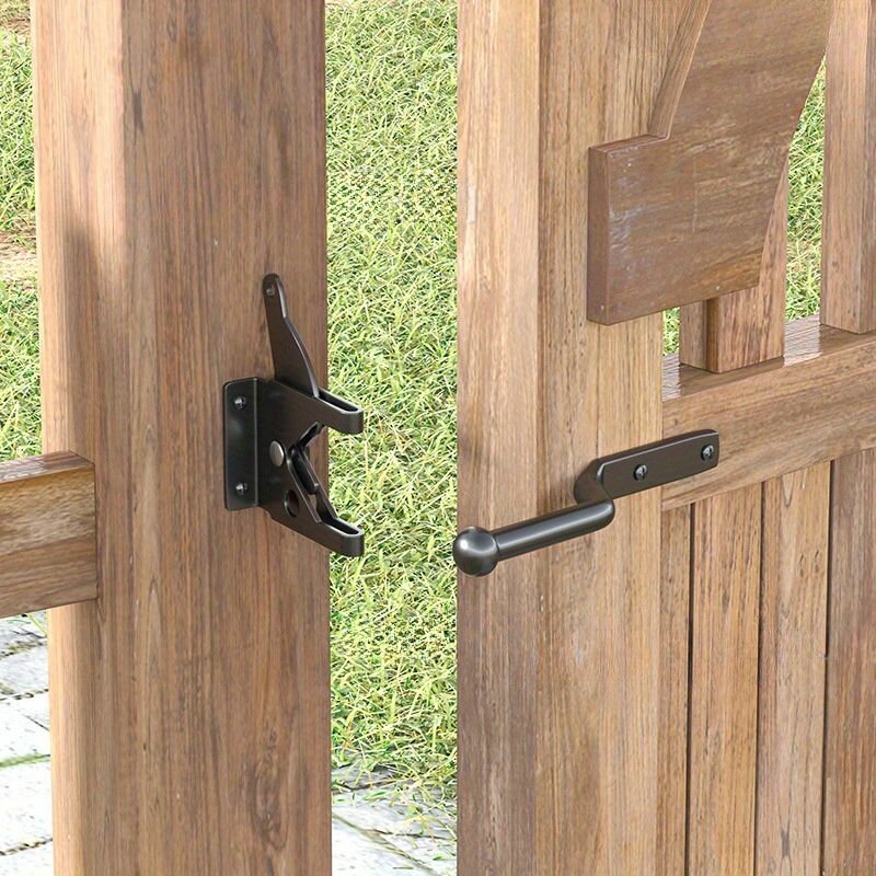 Автоматическая самоблокирующаяся защелка для деревянных ворот в заборе, черная