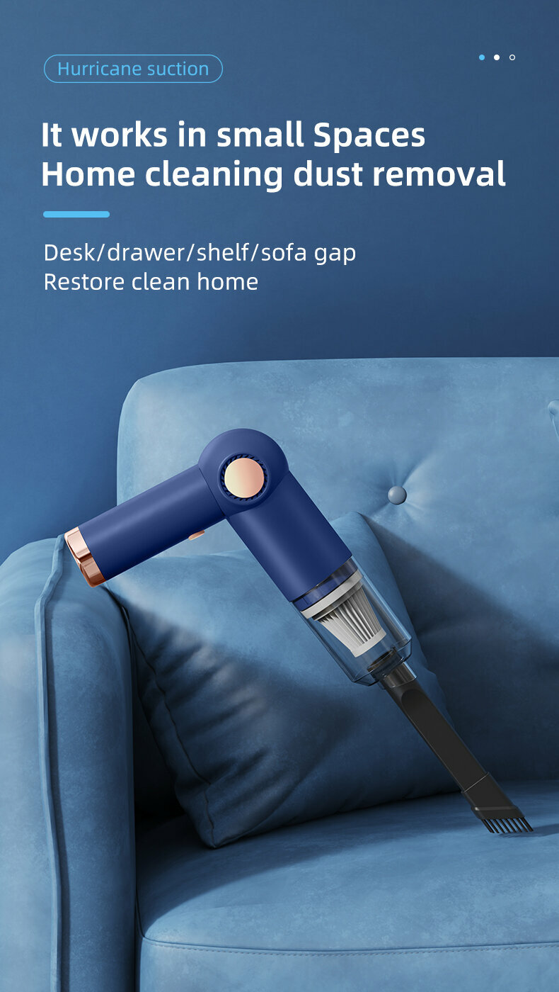 Пылесос, беспроводной, 2 типа уборки, автоматическое прессование，Модель в синем цвете
