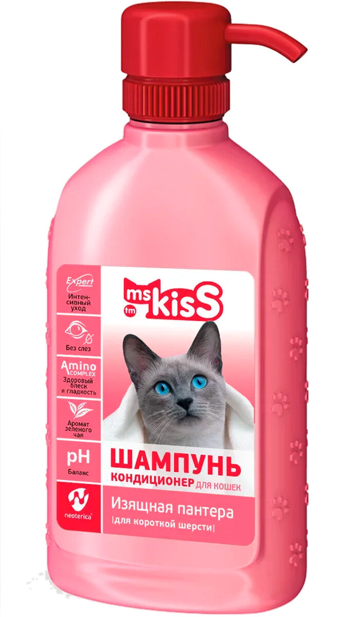 Ms.KISS изящная пантера – Мисс Кисс шампунь-кондиционер для короткошерстных кошек (200 мл)