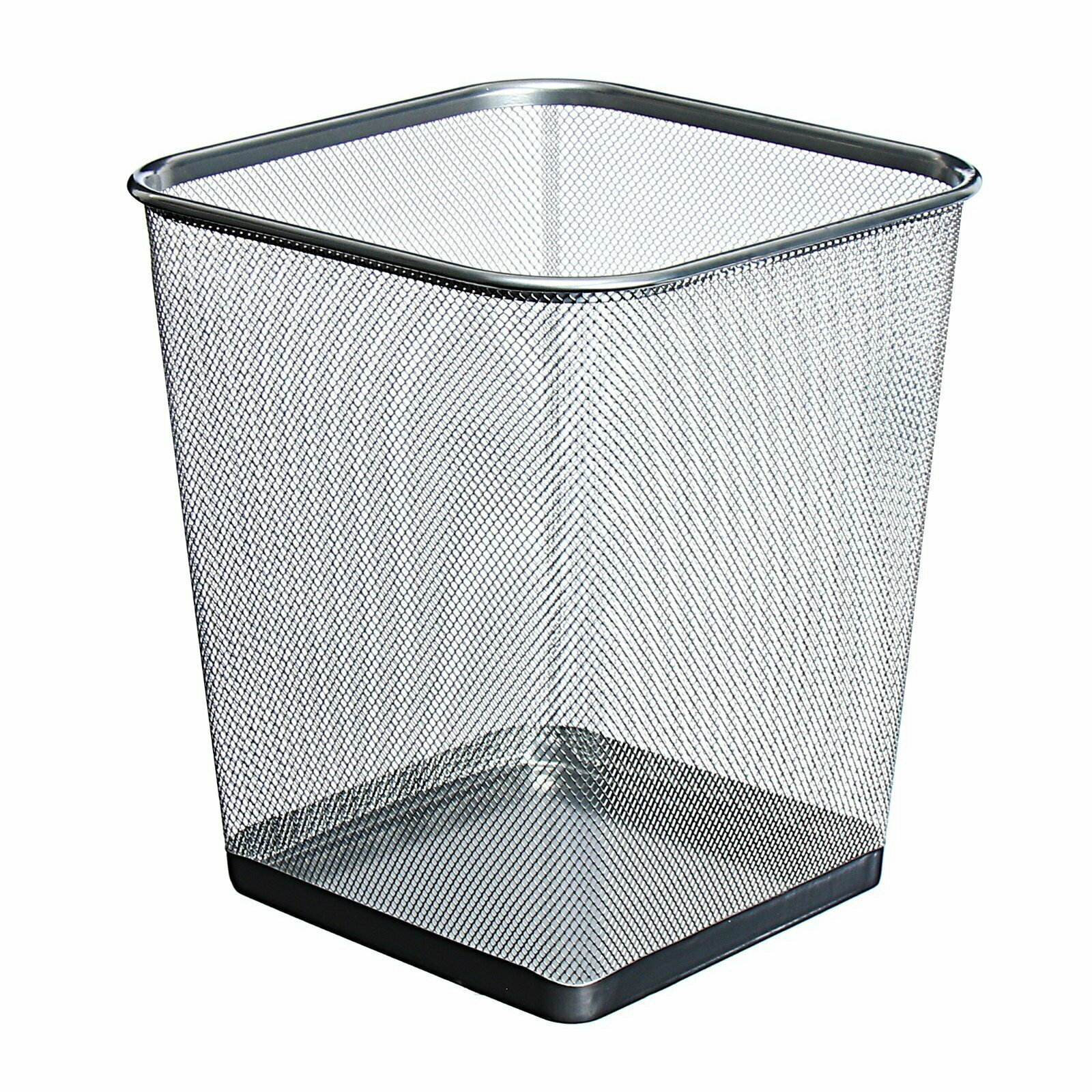 Корзина для бумаг 17 л, сетка, металлическая, квадратная, серебро